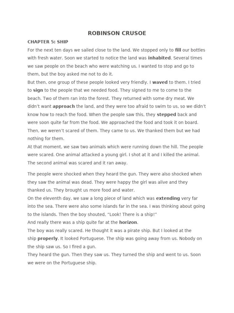 READING - ROBINSON CRUSOE - Chapter 5,6 | PDF