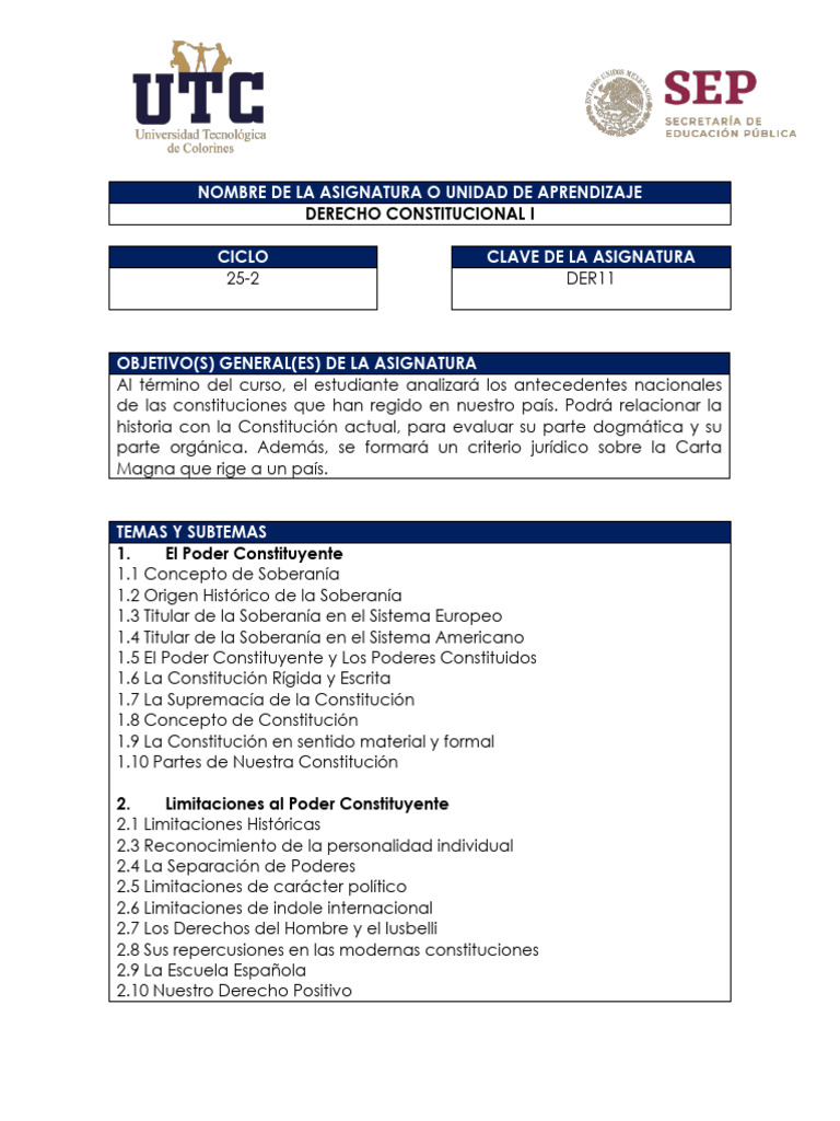 Derecho Constitucional I | PDF | Constitución | Ley constitucional