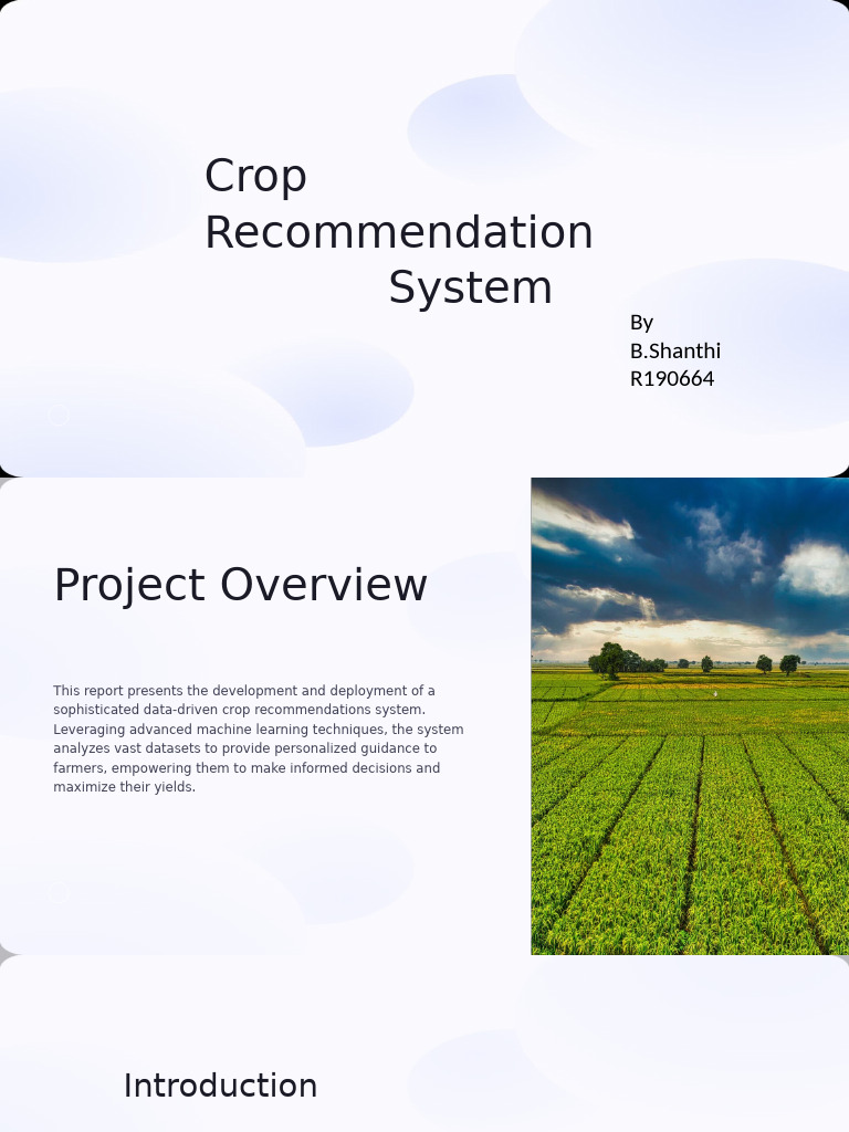 Project Report Crop Recommendations System Using Data Science | PDF | Machine Learning | Data