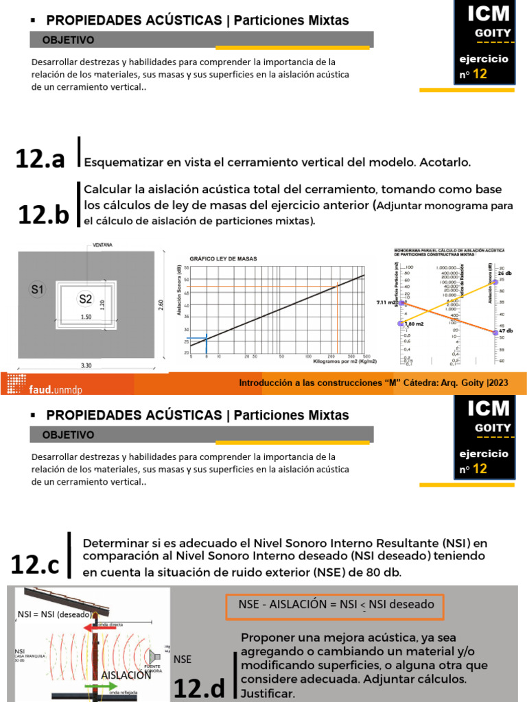Ejercicio n° 12. Particiones Mixtas | PDF | Acústica | Sonido