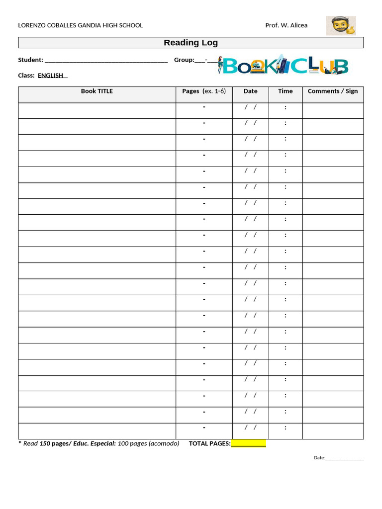 Reading Log Template | PDF