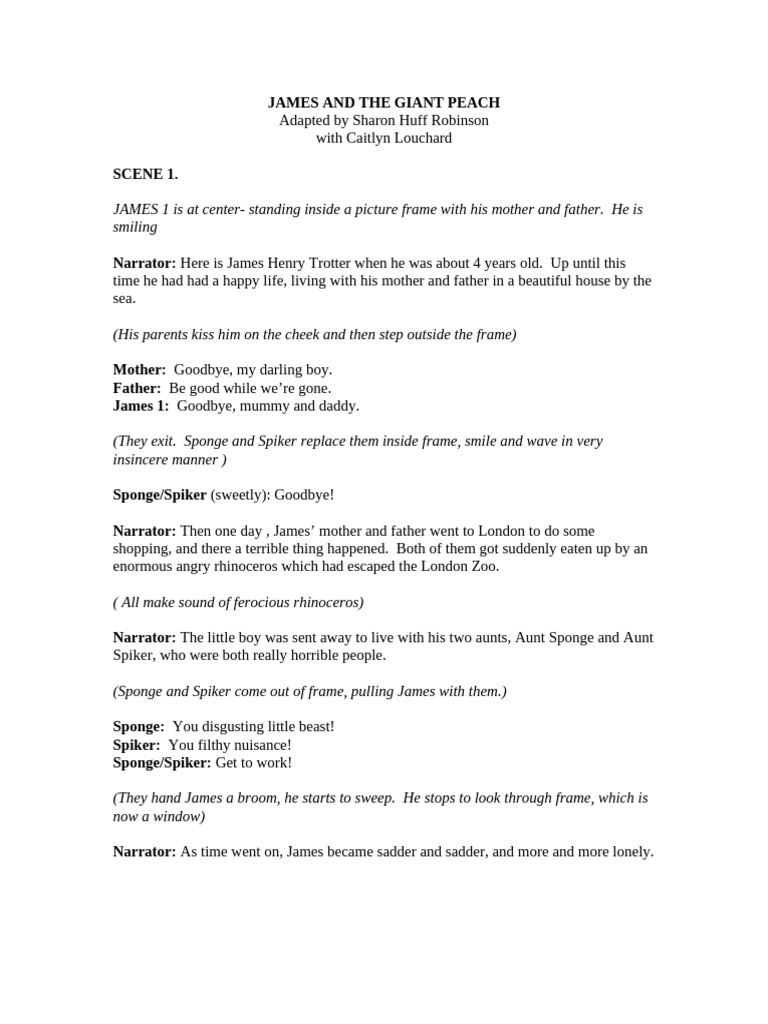 James and the Giant Peach Script | PDF