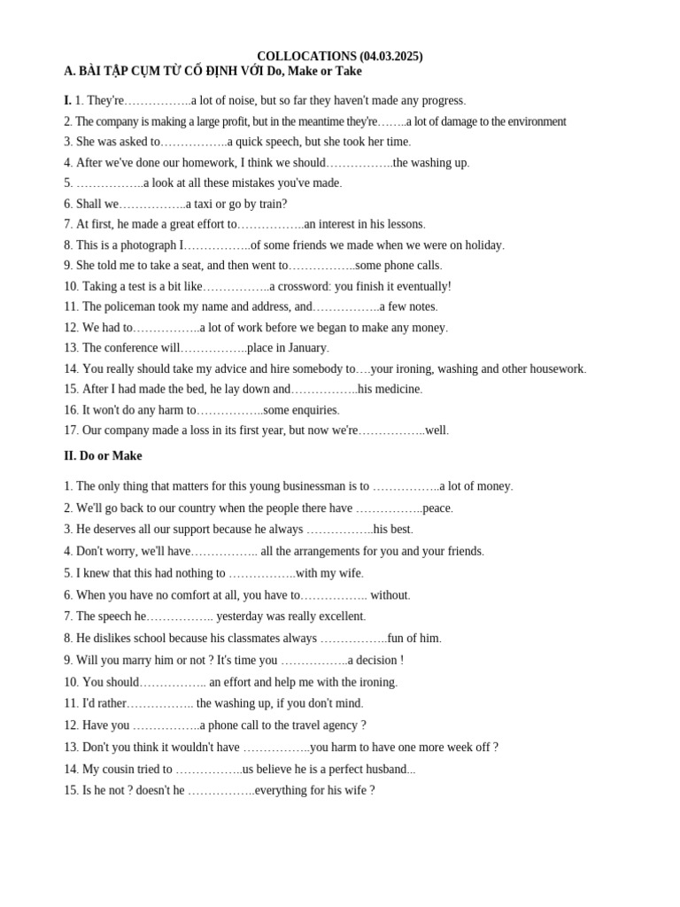 Collocations (04.03.2025) | PDF | Underwater Diving