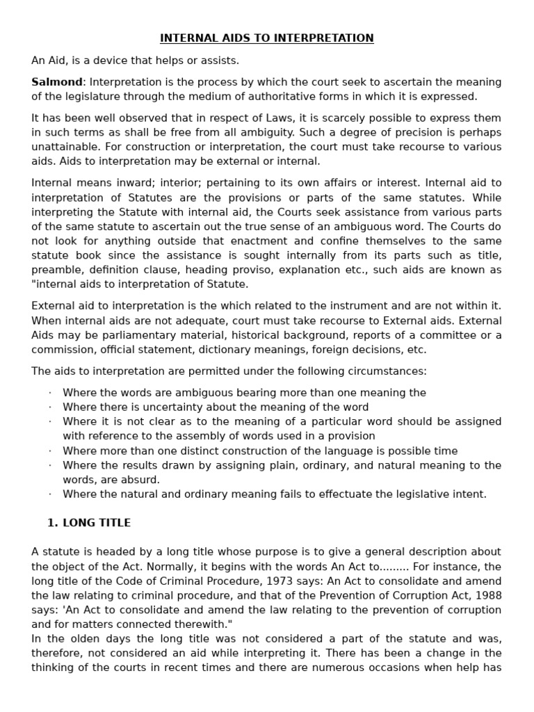 Internal Aids To Interpretation | PDF | Supreme Court Of The United ...