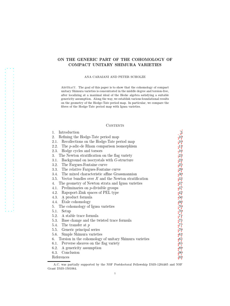 Cohomology of Compact Unitary Shimura Varieties | PDF | Vector Space ...