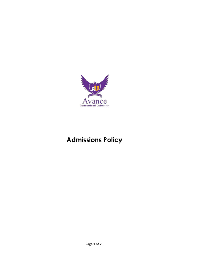 Avance International University Admissions Policy | PDF | University ...