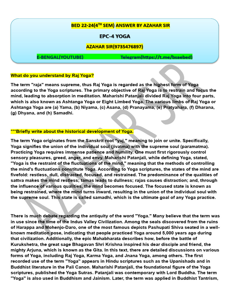 Epc-4 Azahar Sir English Version | PDF | Vedas | Yoga
