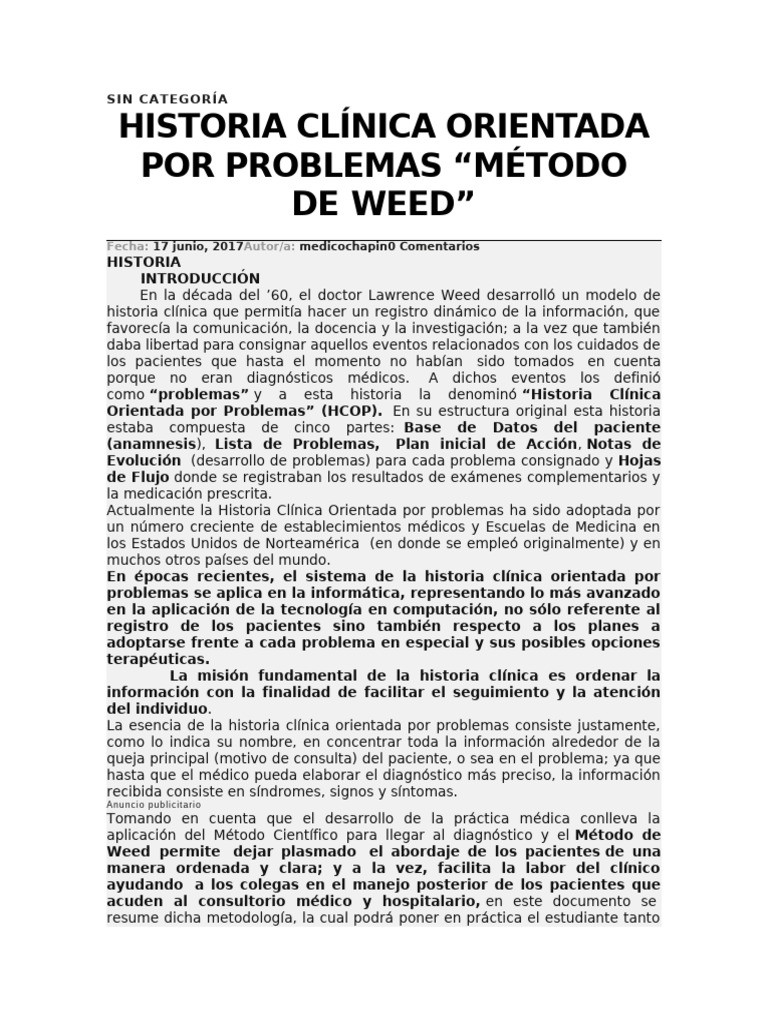 HC Orientada Por Problemas | PDF | Examen físico | Diagnostico medico