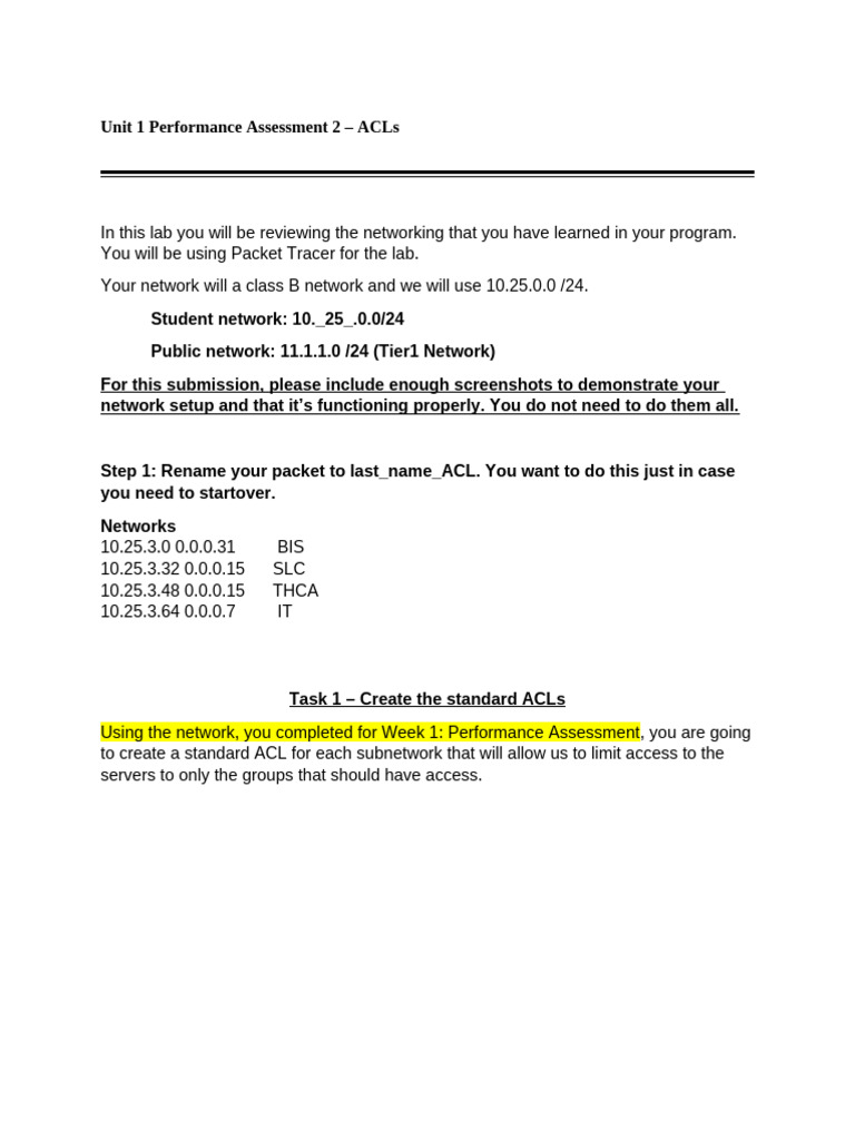 Performance Assessment_ACLs-2 | PDF | Computer Network | Router (Computing)
