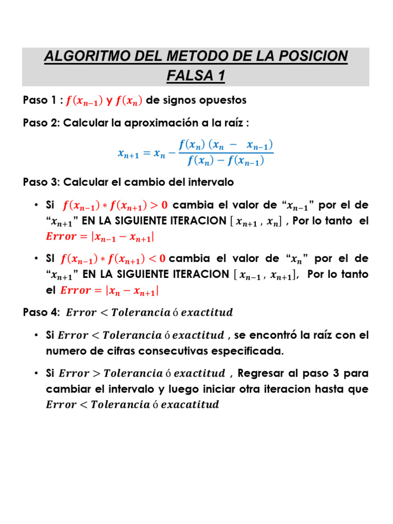 Algoritmo de Posicion Falsa 1 y 2 | PDF