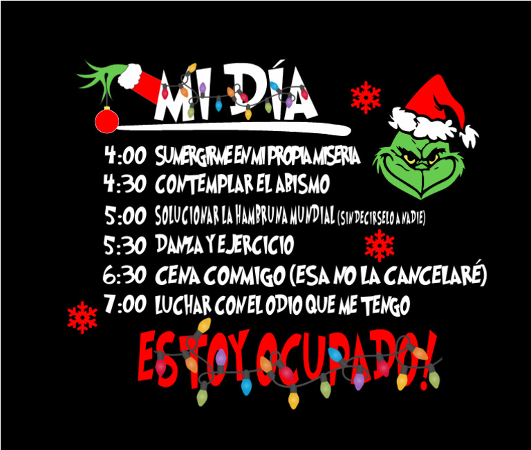 Agenda del Grinch: Mi Día Ocupado | PDF