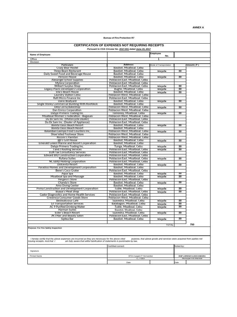 Cert of Exps Not Req Receipt December 2024 | PDF