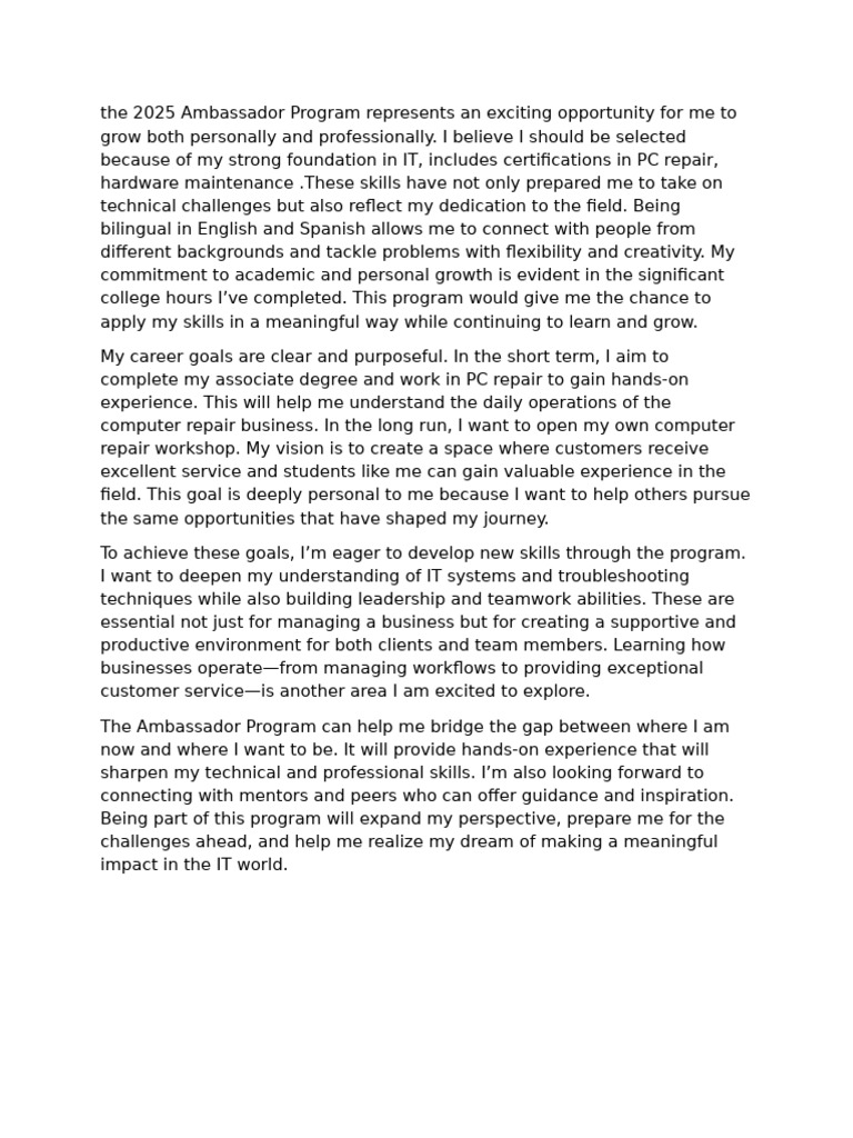 He 2025 Ambassador Program Represents An Exciting Opportunity To Grow