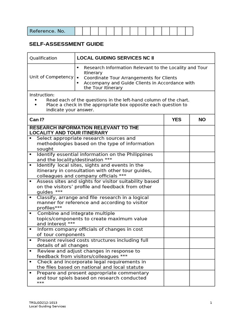SAG - Local Guiding NC II | PDF