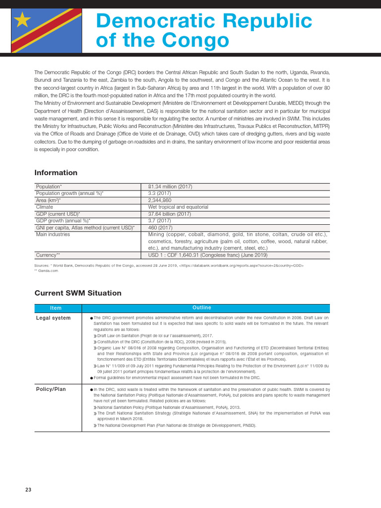 Solid Waste Management in DRC Overview | PDF | Democratic Republic Of ...
