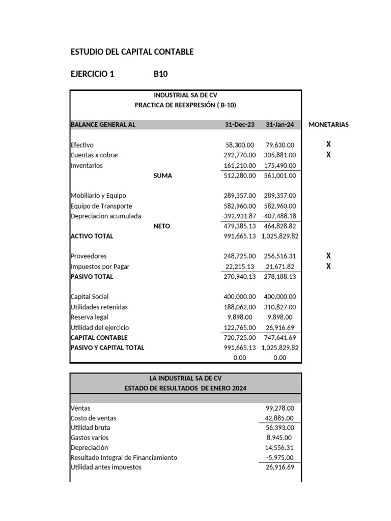 1 EJERC B10 Solucion | PDF | Estado de resultados | Contabilidad