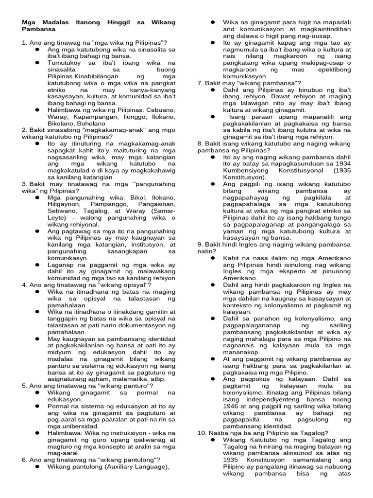 Wikang Filipino | PDF
