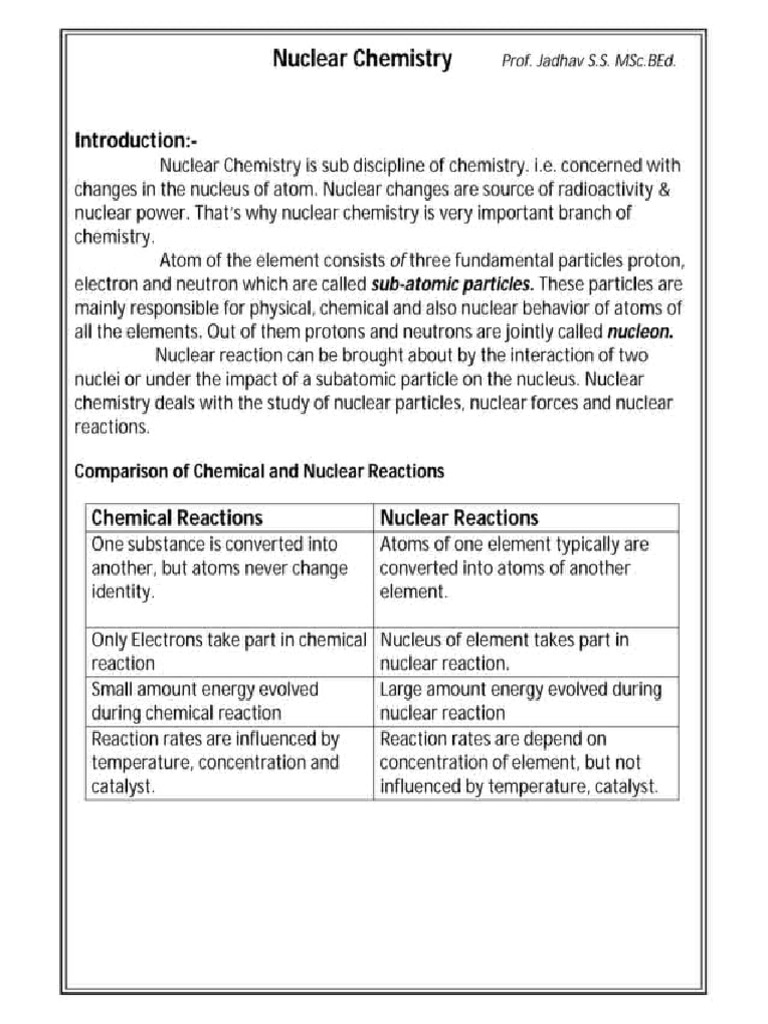 Nuclear Chemistry | PDF