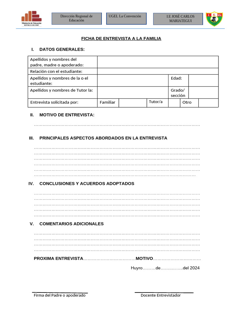 FICHA DE ENTREVISTA A LA FAMILIA jocama (2) | PDF