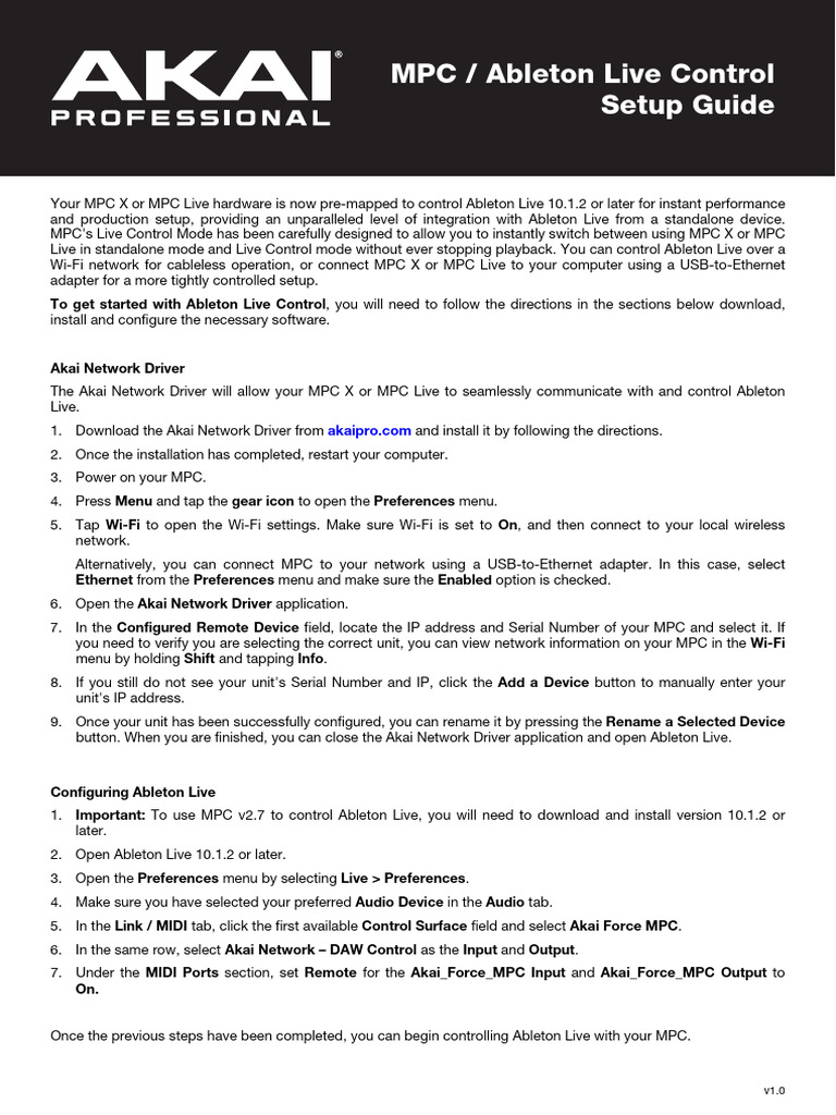 Ableton Live Control Setup Guide | PDF | Wi Fi | Computer Network