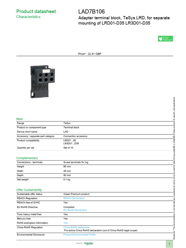LAD7B106: Product Datasheet | PDF