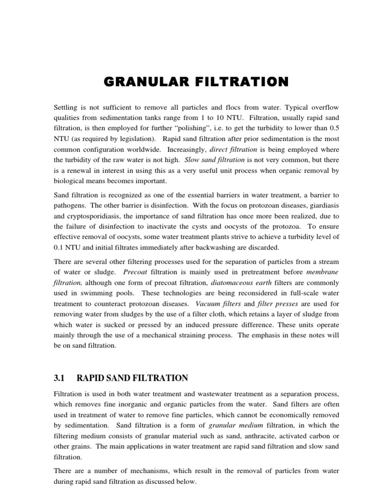 Filtration | PDF | Filtration | Water Purification