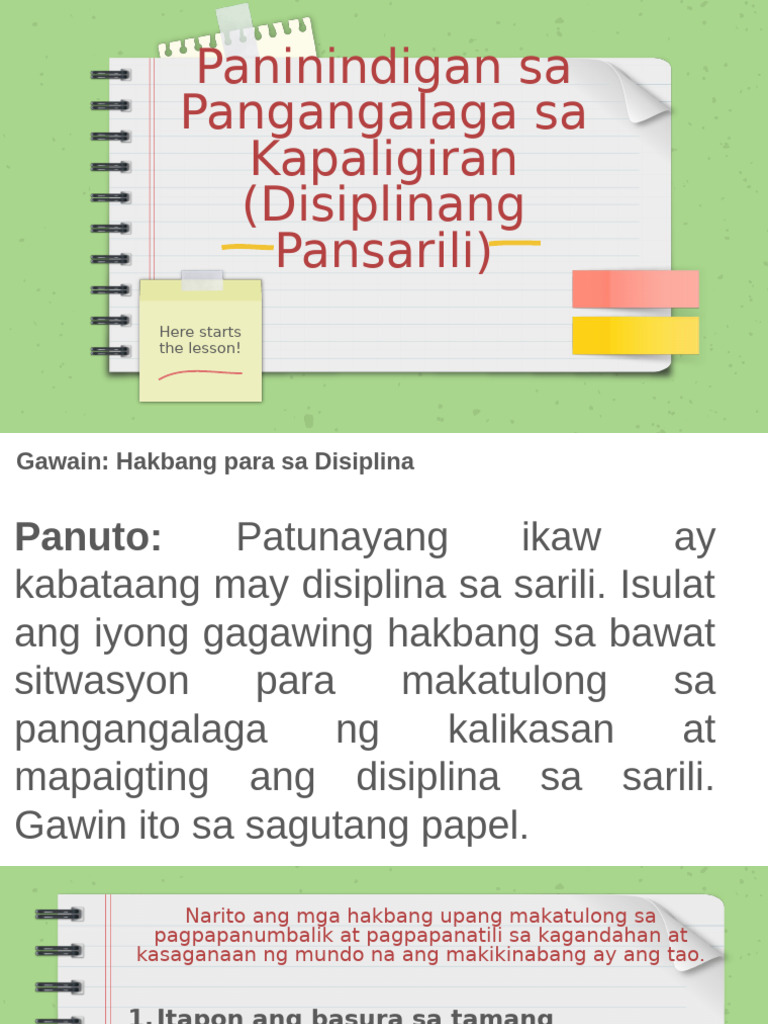 Paninindigan Sa Pangangalaga Sa Kapaligiran Disiplinang Pansarili | PDF