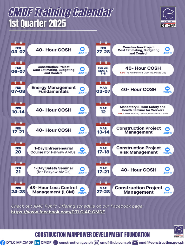 CMDF Training Calendar 2025 | PDF | Quality Assurance | Business