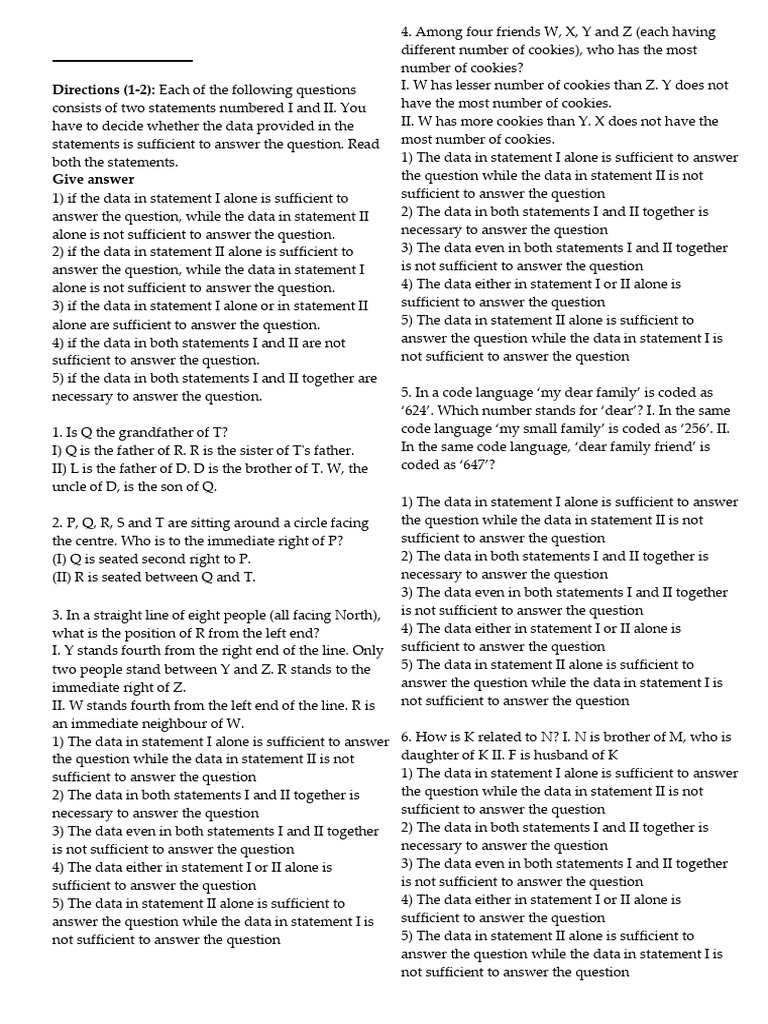 DATA SUFFICIENCY REASONING (1) | PDF
