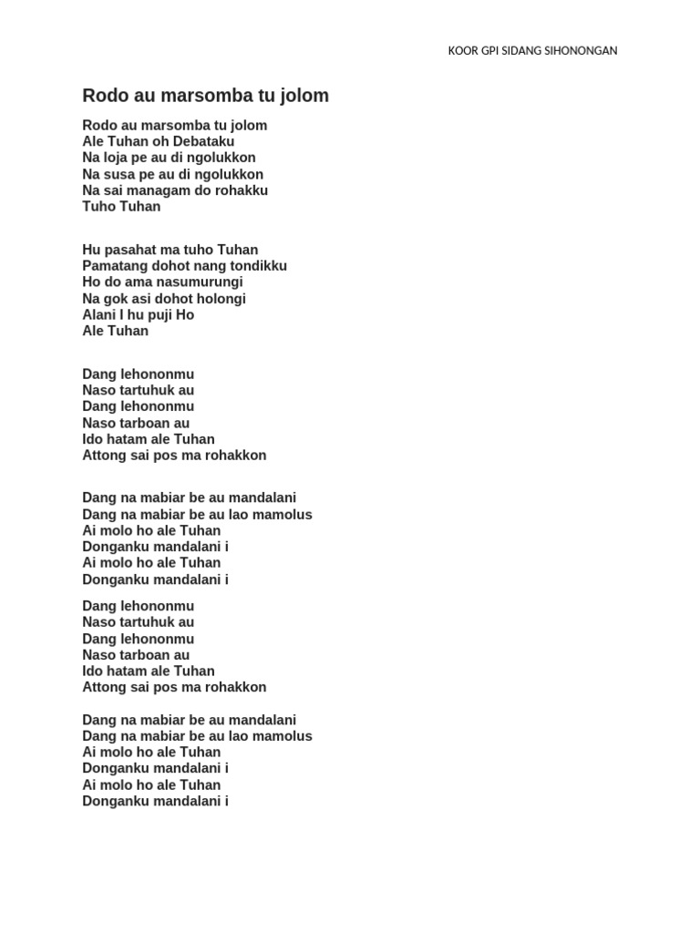 Rodo Au Marsomba Tu Jolom | PDF