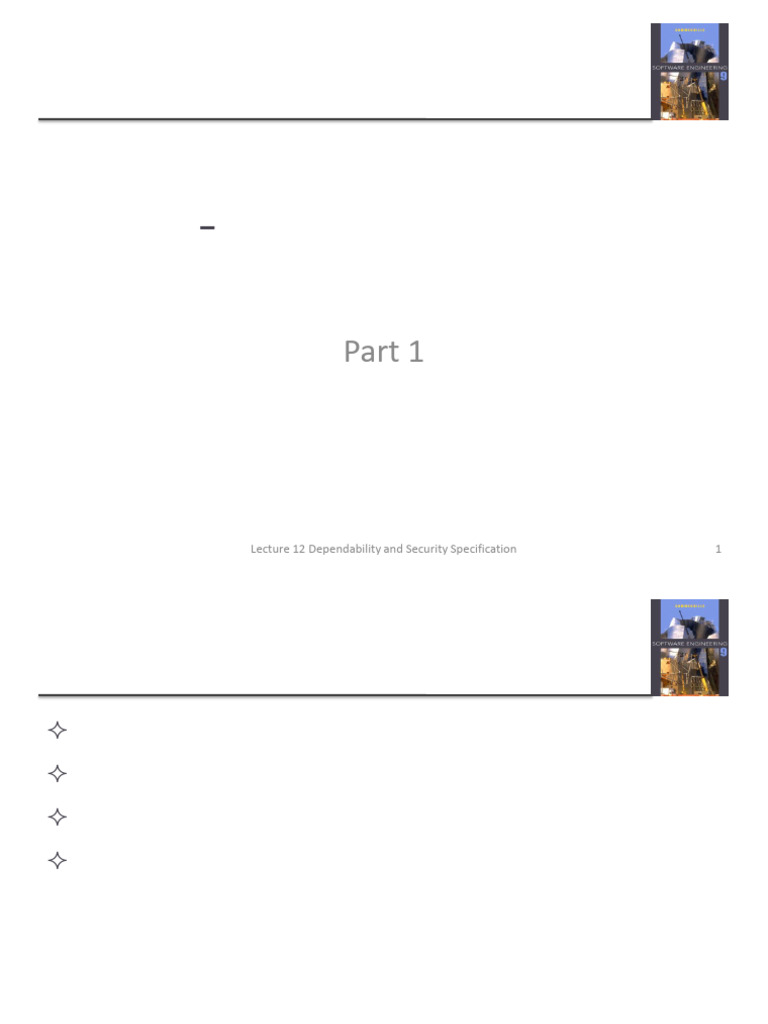 Lecture 12 - Dependability and Security Specification | PDF | Reliability Engineering | Risk