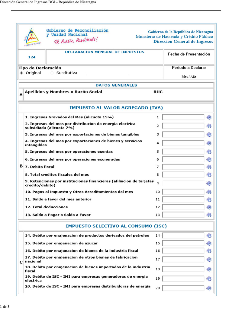 Formato Declaraci N Mensual de Impuestos PDF | PDF | Tarjeta de débito | Impuestos
