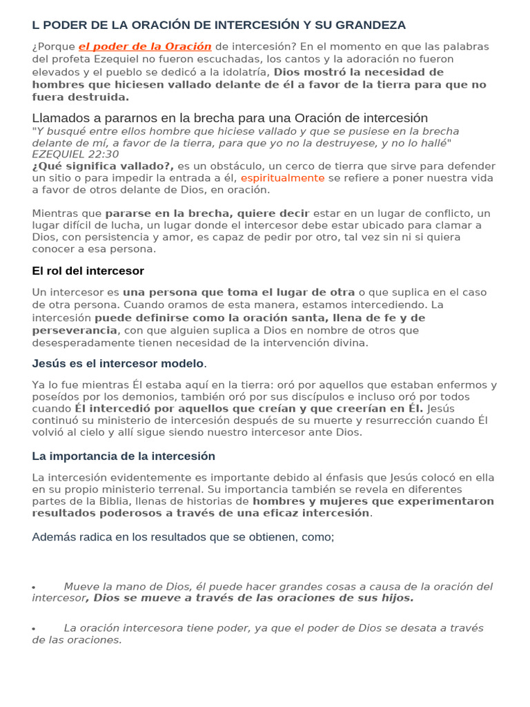 Poder y Grandeza de la Intercesión | PDF | Intercesión | Oración