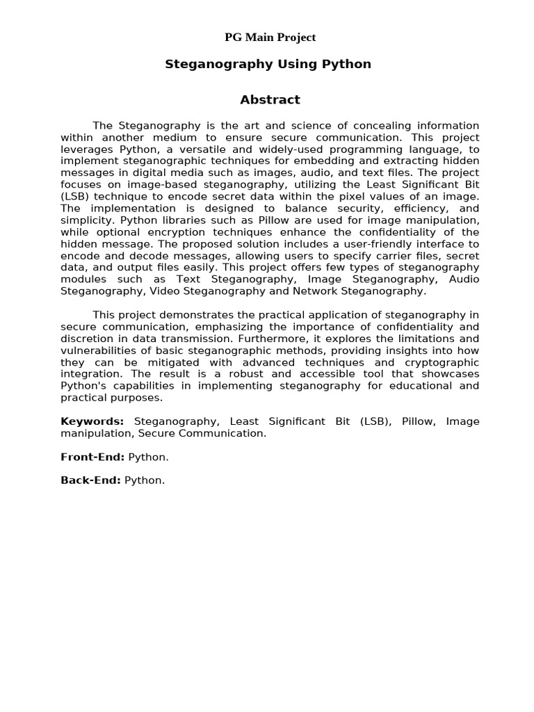Steganography_Abstract | PDF