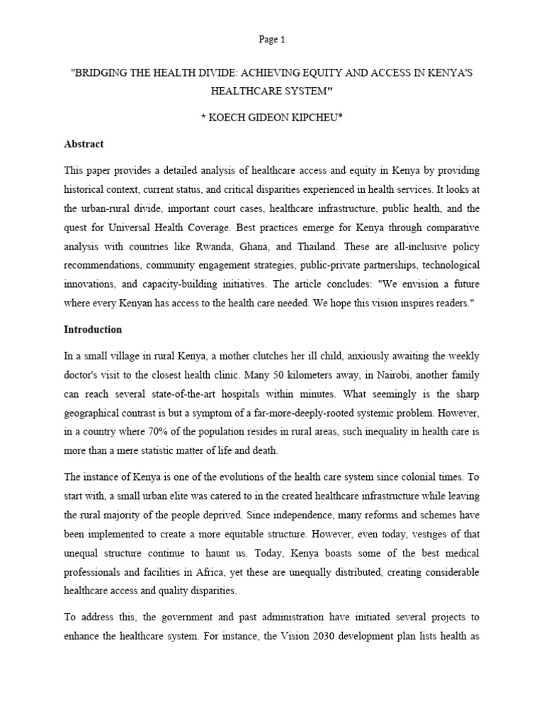 Bridging - The - Health - Divide - Achieving - Equity - and - Access ...