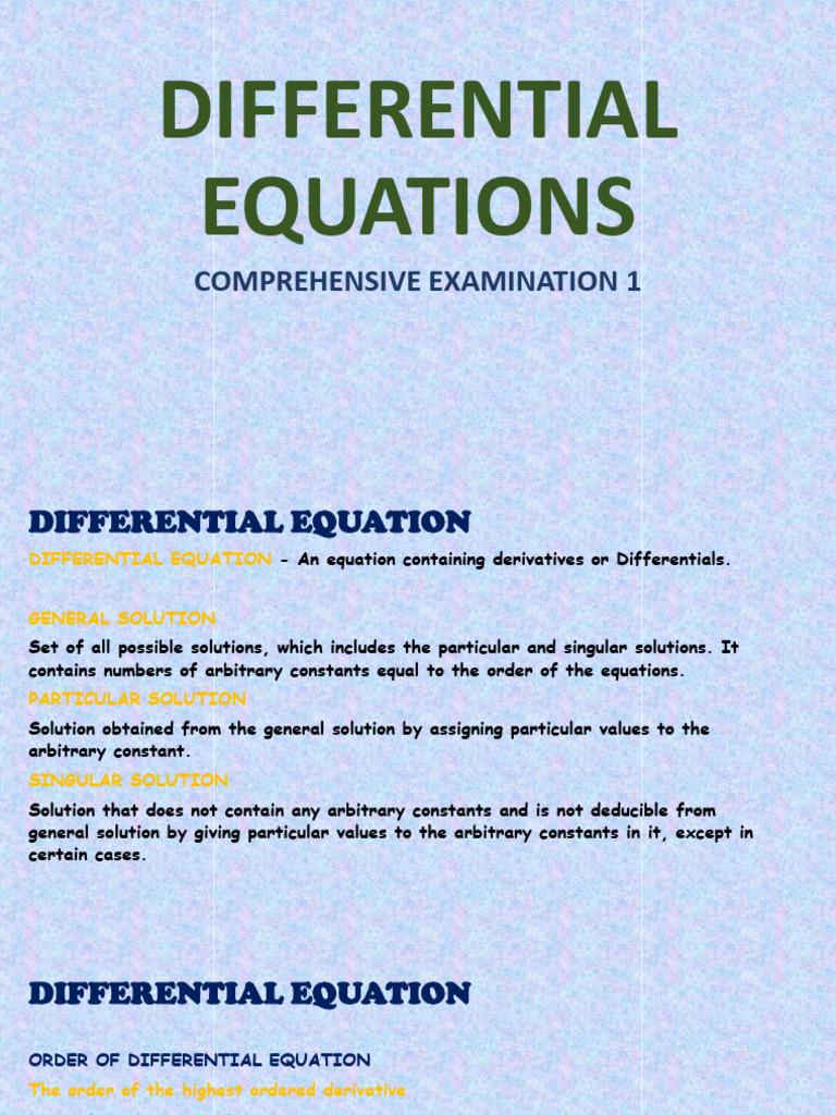 Differential Equations Solutions | PDF | Equations | Differential Equations