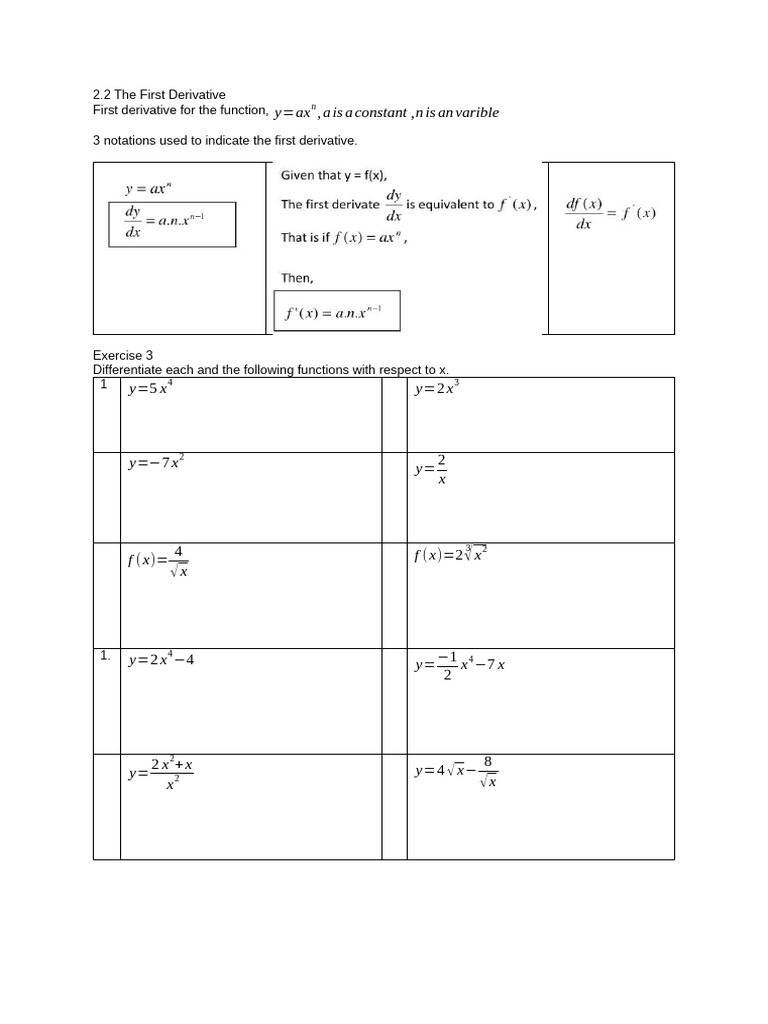 First Derivative (Basic) | PDF