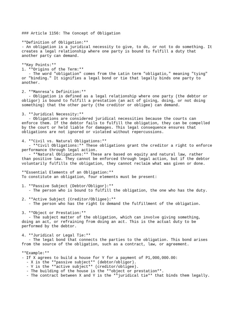 Oblicon Notes | PDF | Law Of Obligations | Crimes