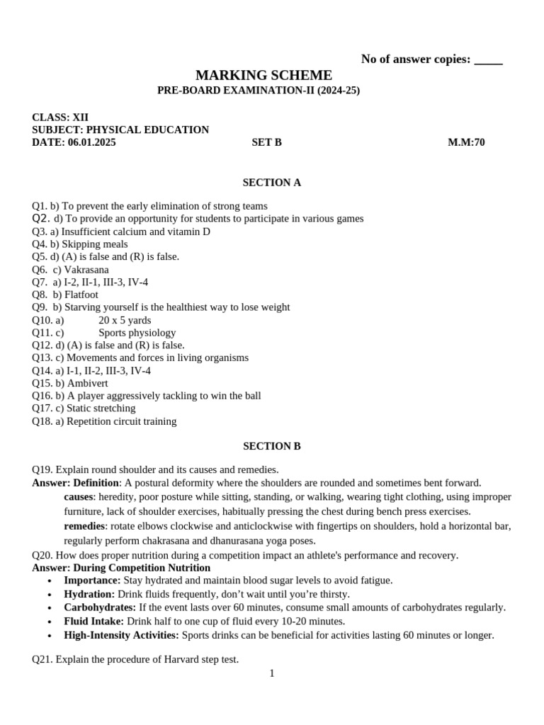 Pre Board 2 Set B Answer Key | PDF | Blood Pressure