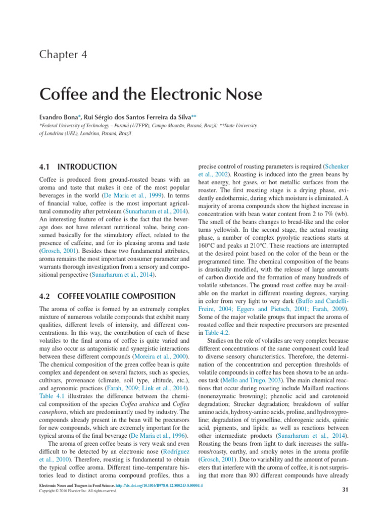 Coffee and the Electronic Nose. Electronic Noses and Tongues in Food Science | PDF