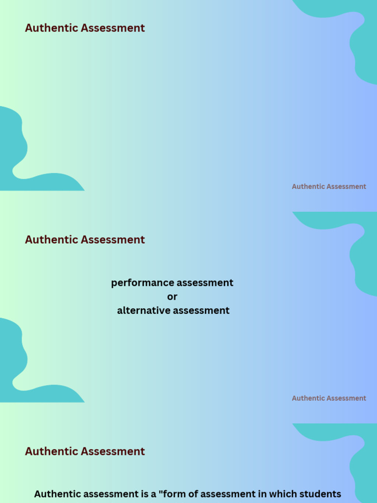 Examples of Authentic Assessments | PDF | Knowledge | Learning