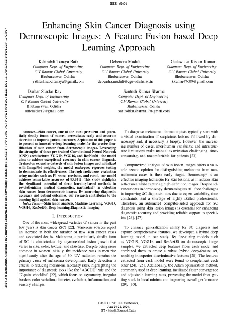Enhancing Skin Cancer Diagnosis Using Dermoscopic Images A Feature ...