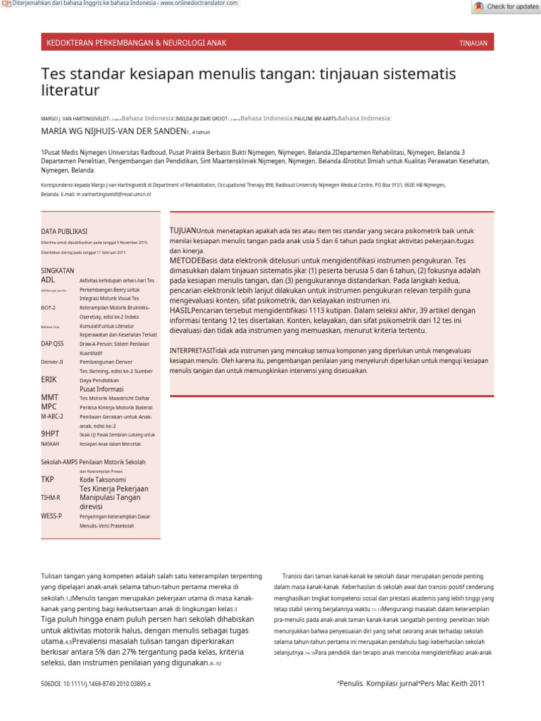 Develop Med Child Neuro - 2011 - VAN HARTINGSVELDT - Standardized Tests ...
