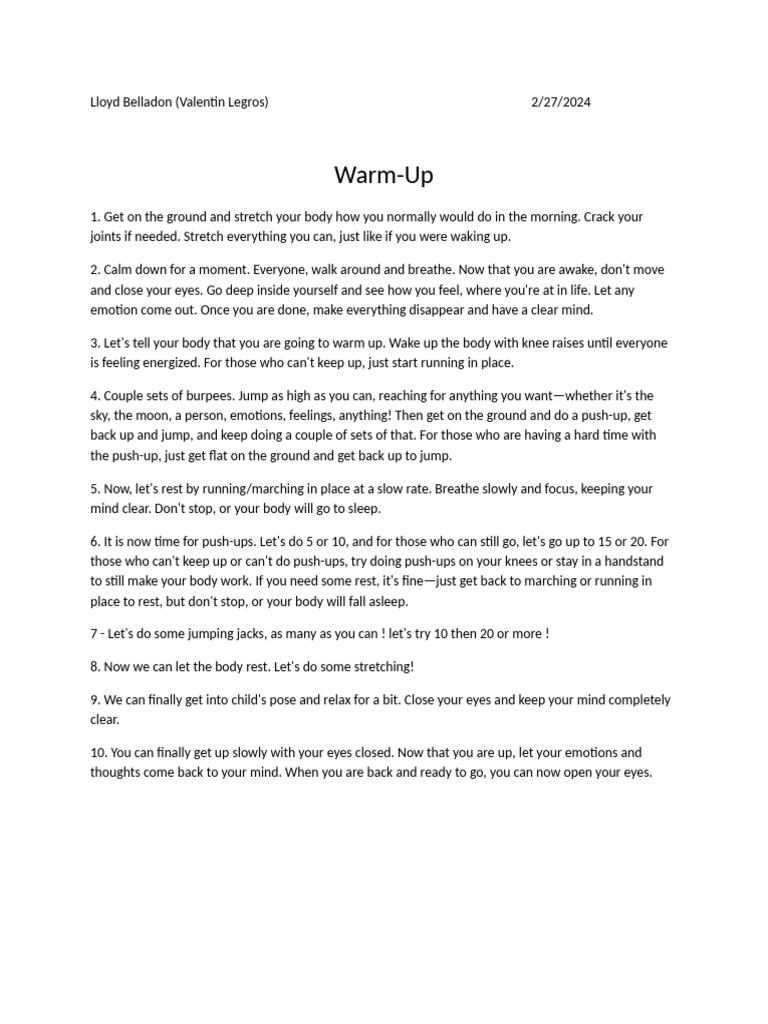Warm Up | PDF