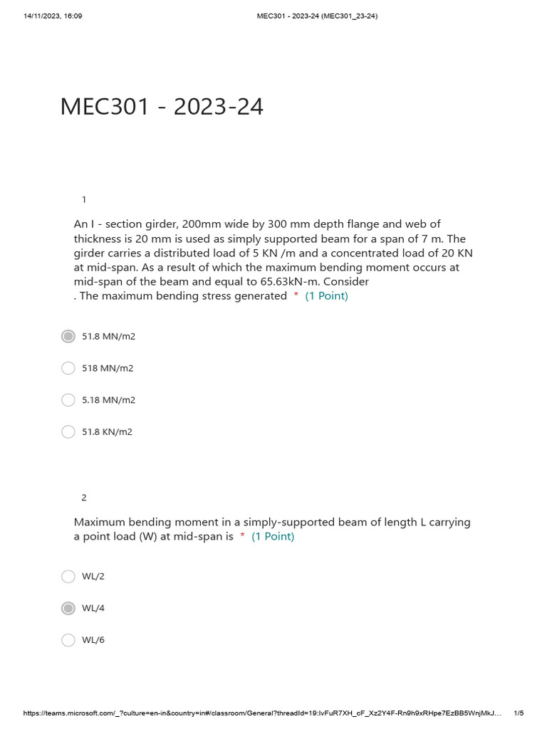 General (MEC301 - 23-24) - Microsoft Teams Classic | PDF | Bending ...