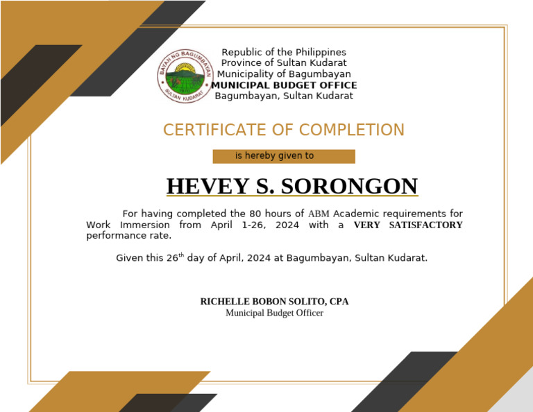 Certificate of Completion For Immersion | PDF