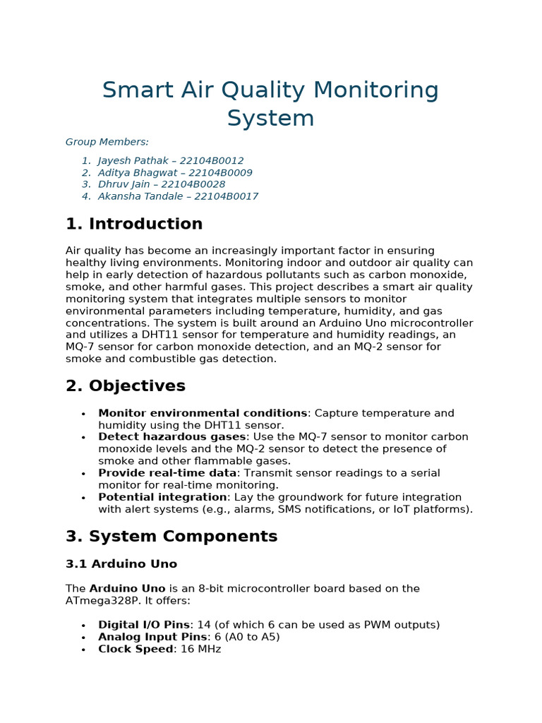 Smart Air Quality Monitoring System | PDF | Sensor | Smoke