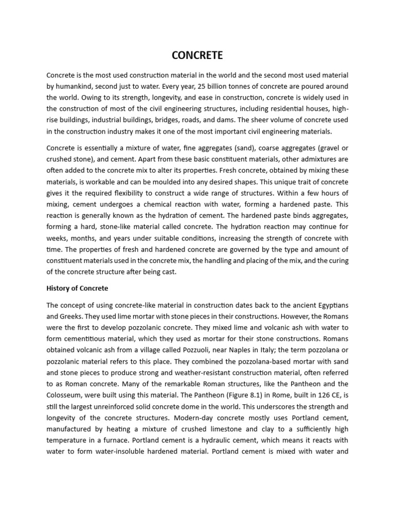 Concrete Lecture Note On CVE 305 | PDF | Concrete | Cement