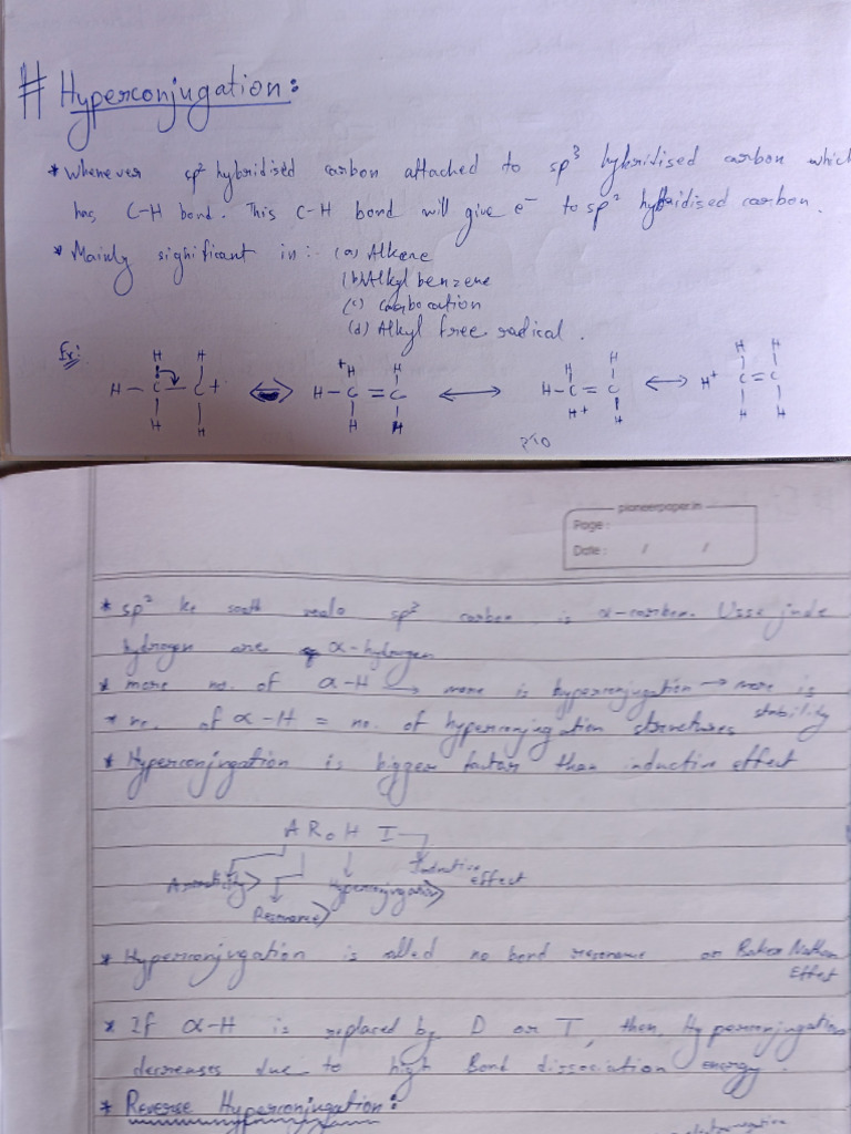 Hyperconjugation JEE Notes | PDF