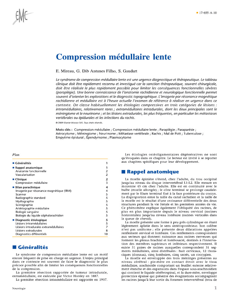 $Compression medullaire lente EMC | PDF